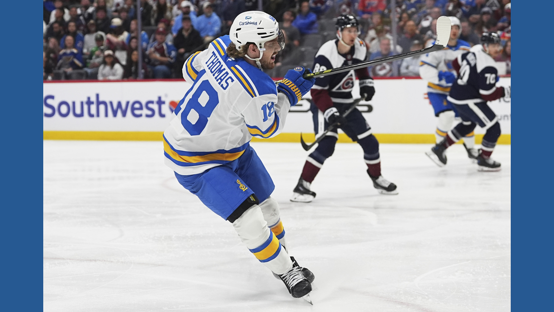 Thomas breaks late tie to complete first hat trick, Blues beat ...