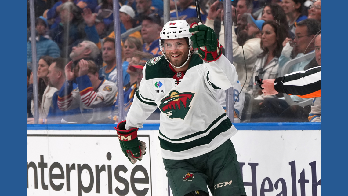 Hartman scores twice, Gustavsson makes 27 saves in Wild's 5-0 win over Blues in opener | ksdk.com