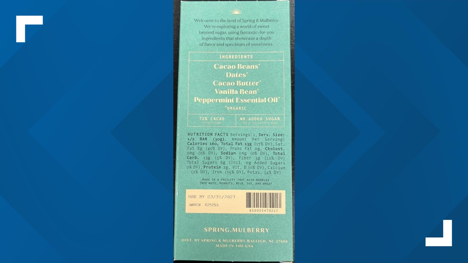 Chocolate bars sold nationwide recalled over possible salmonella ...