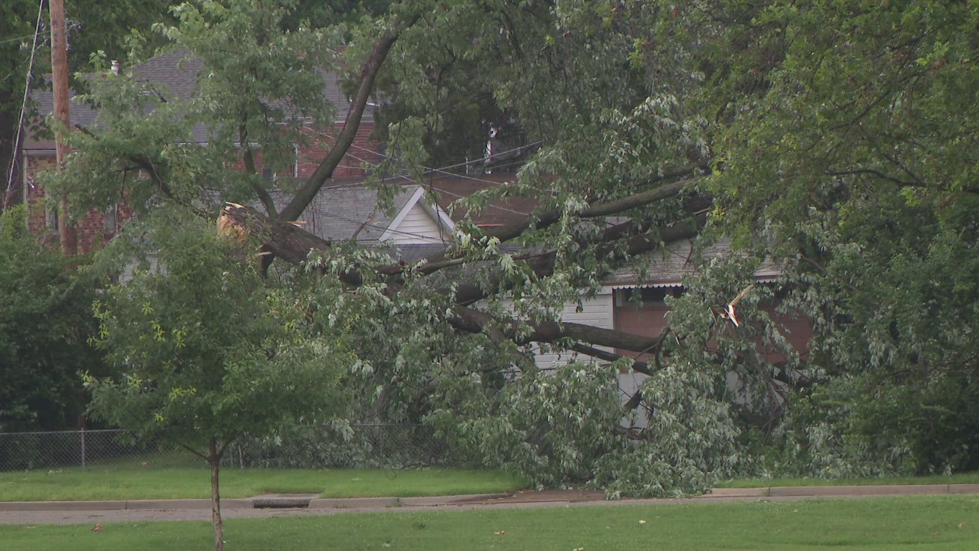 Storm snaps trees, sends some crashing into homes, headstones in Shrewsbury | ksdk.com