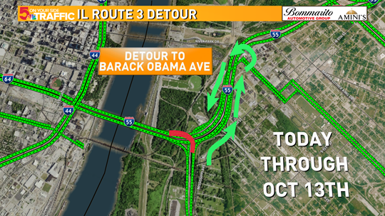 Illinois traffic work | Route 3 ramp closure to I-55 and I-64 | ksdk.com
