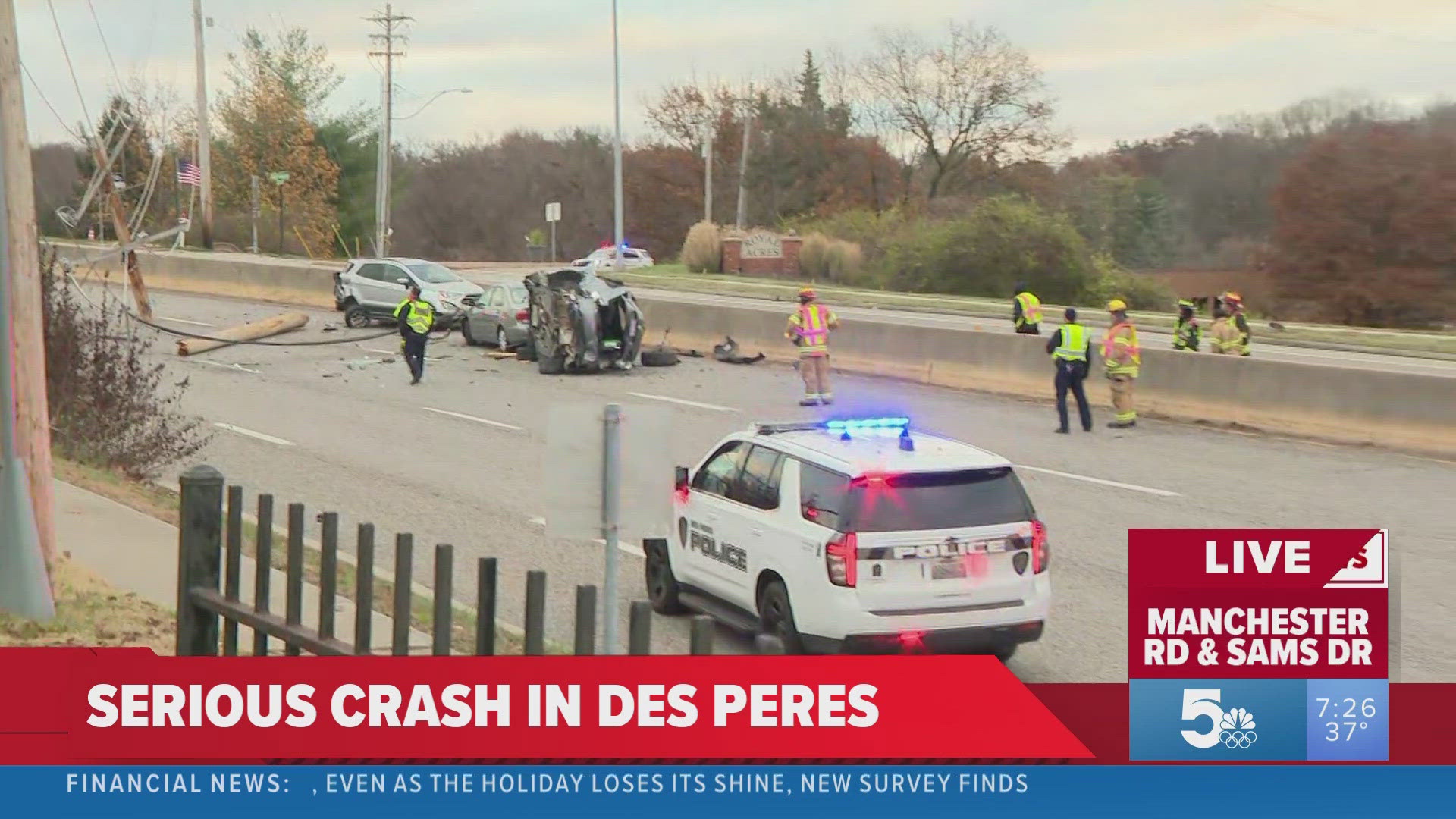 Crash pulls down power lines in Des Peres; woman recounts being trapped ...