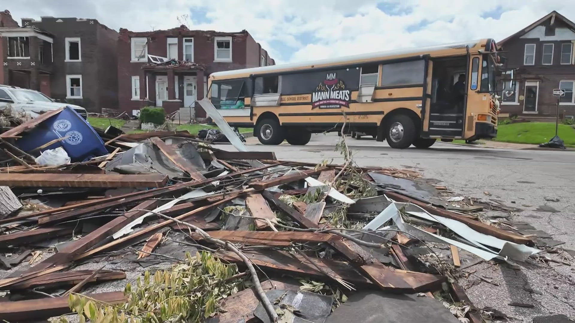 Mann Meats food truck driver serving meals to the tornado survivors ...