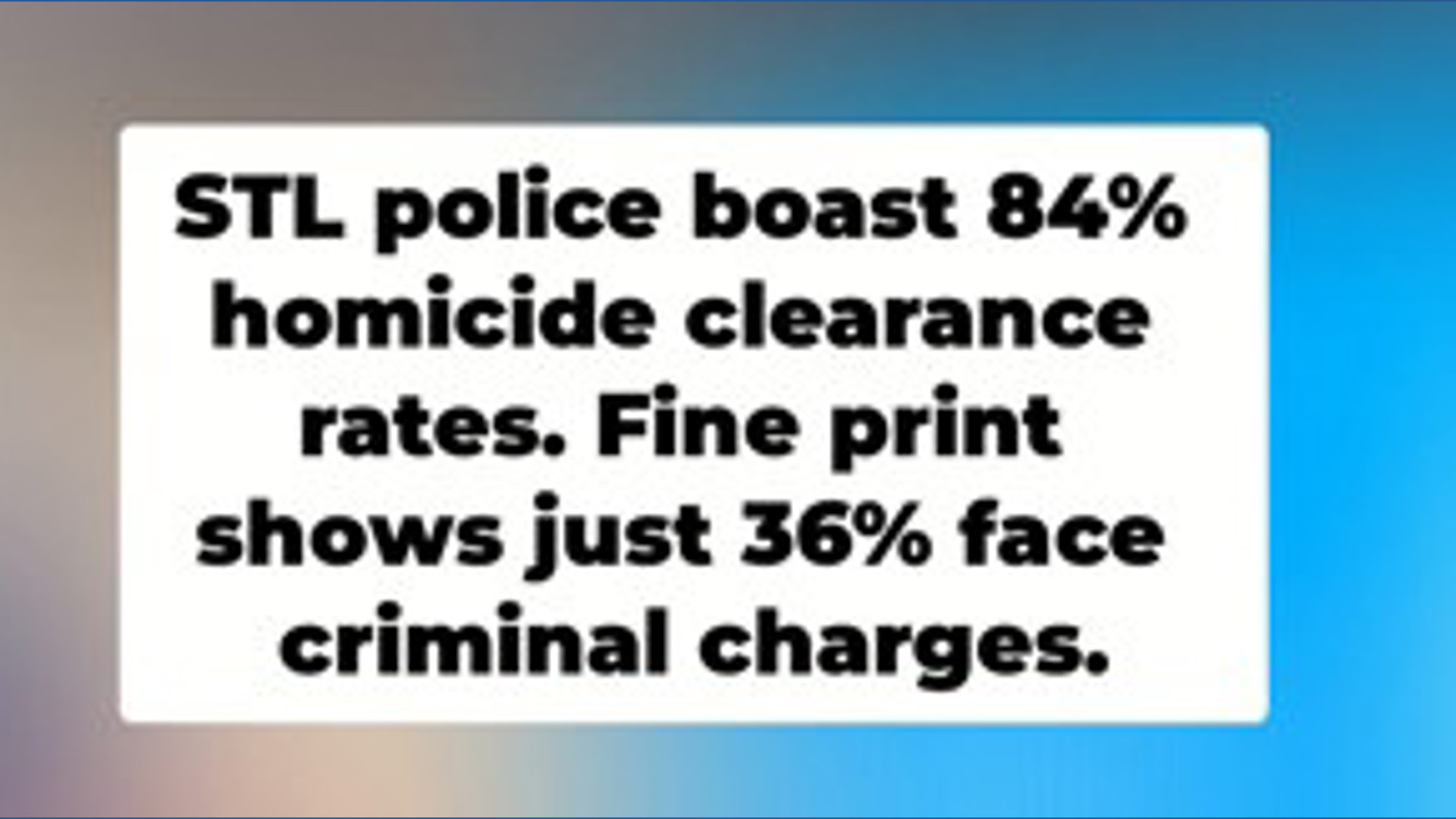 St. Louis police boast 84% homicide clearance; fine print shows just 34 ...