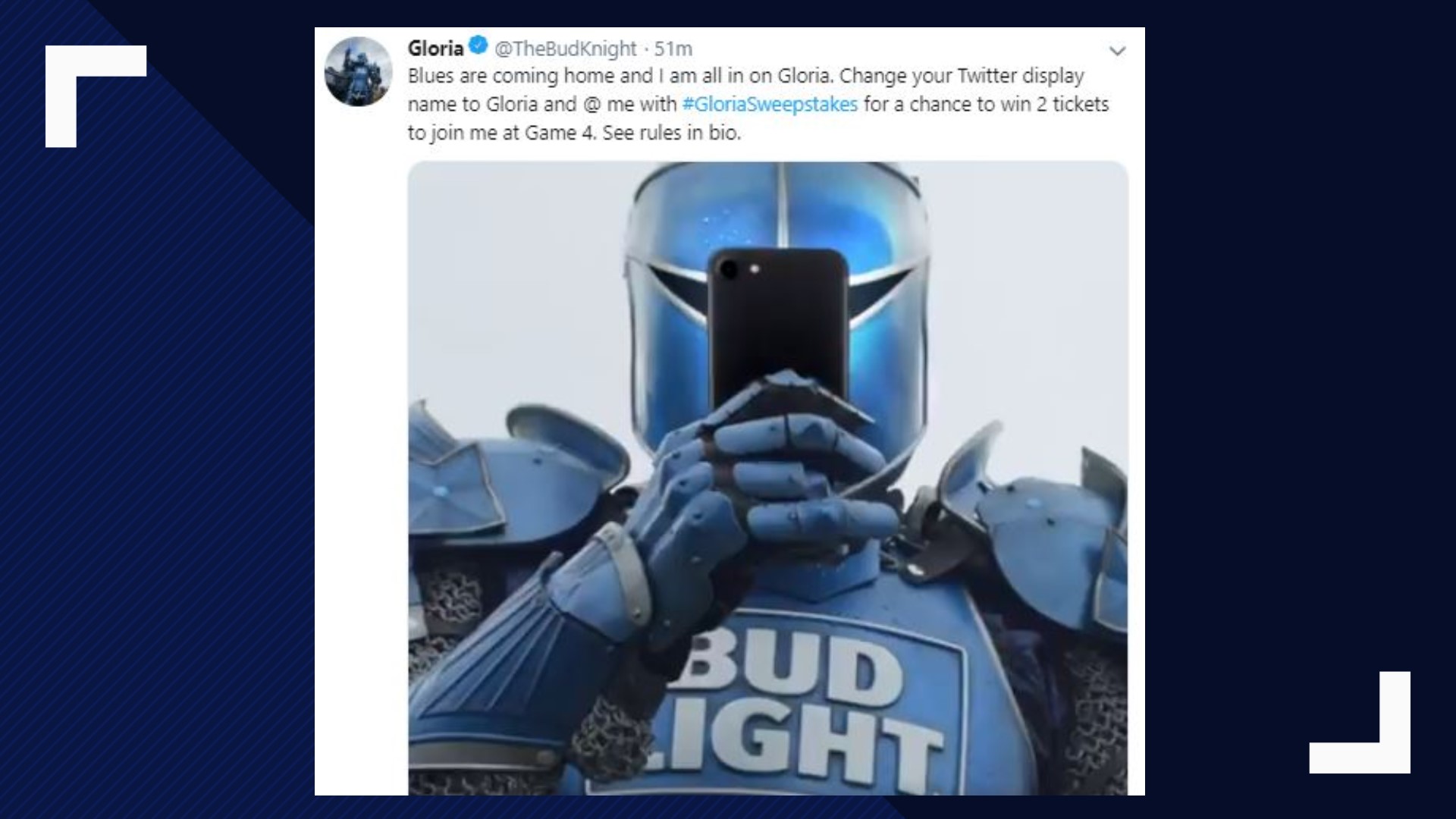 'The Bud Knight' giving away 2 tickets to Game 4 of the Stanley Cup ...