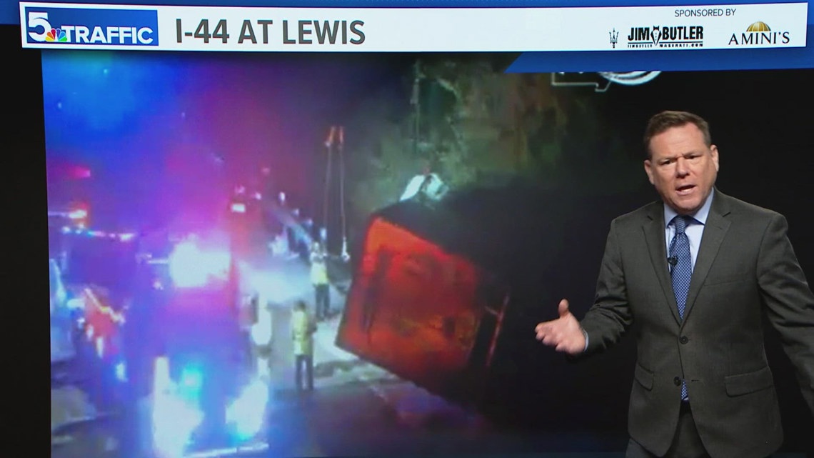 Tractor-trailer flips on on-ramp from Lewis to eastbound I-44 | ksdk.com