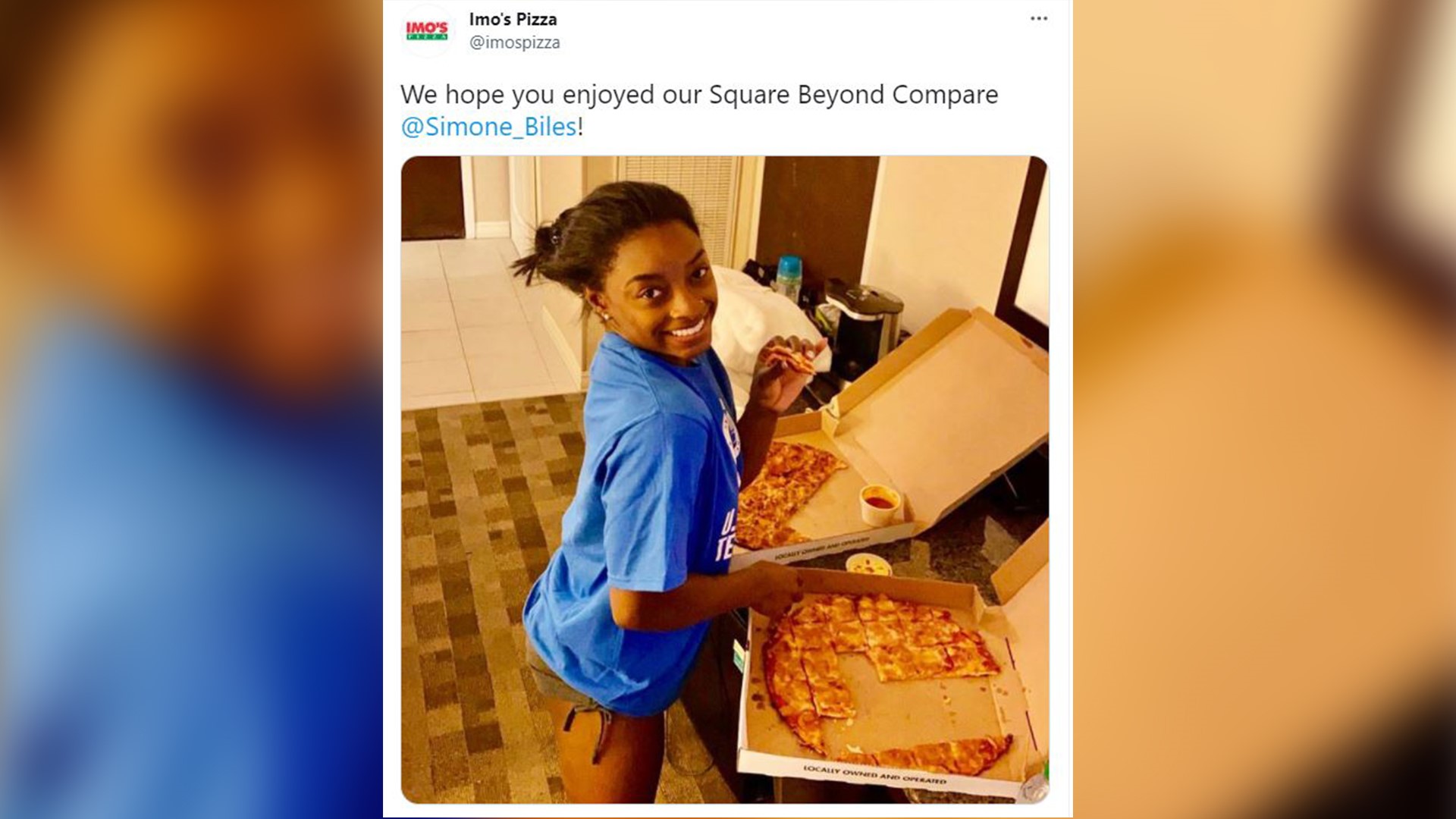 Simone Biles tweets about missing Imo's Pizza | ksdk.com