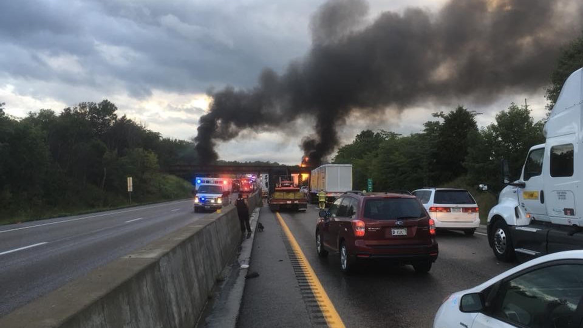 PHOTOS: Fire erupts after tanker truck accident on I-70 | ksdk.com