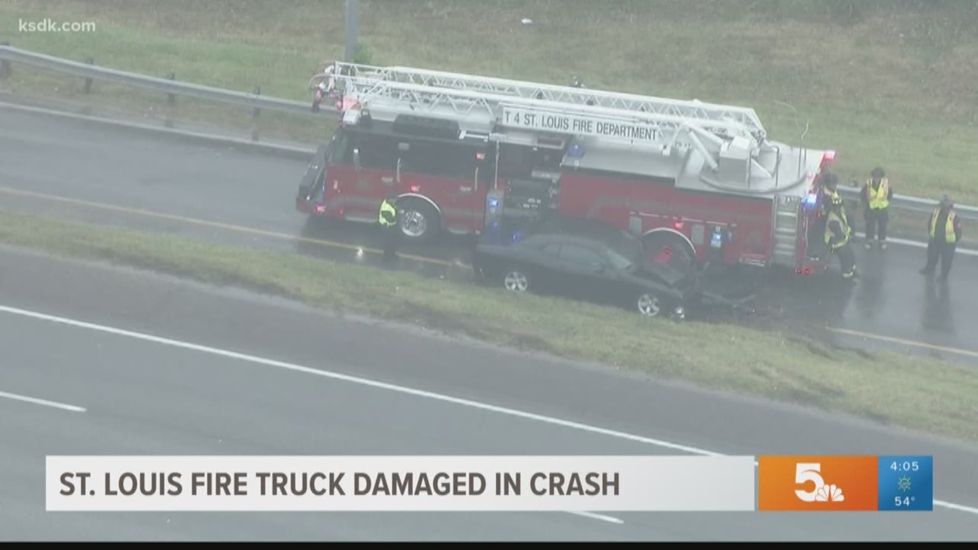 $750K fire truck damaged while working crash on I-55 | ksdk.com