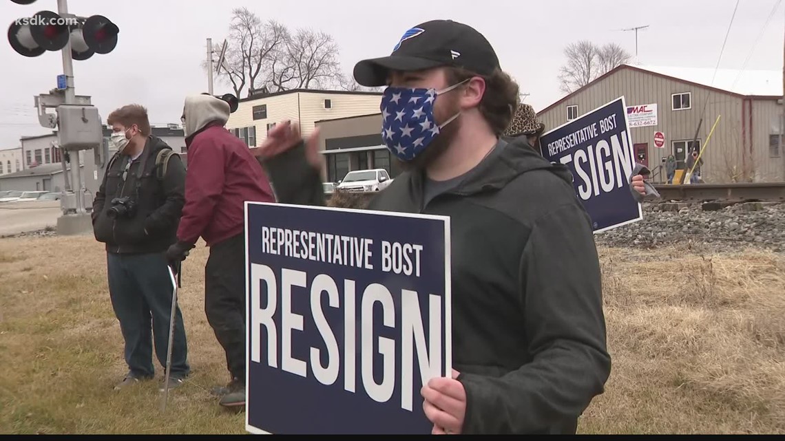 Protesters call on Mike Bost to resign | ksdk.com