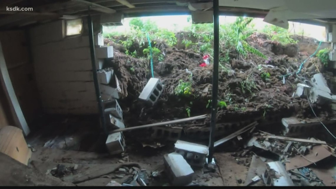 Basement wall collapses after flooding | ksdk.com