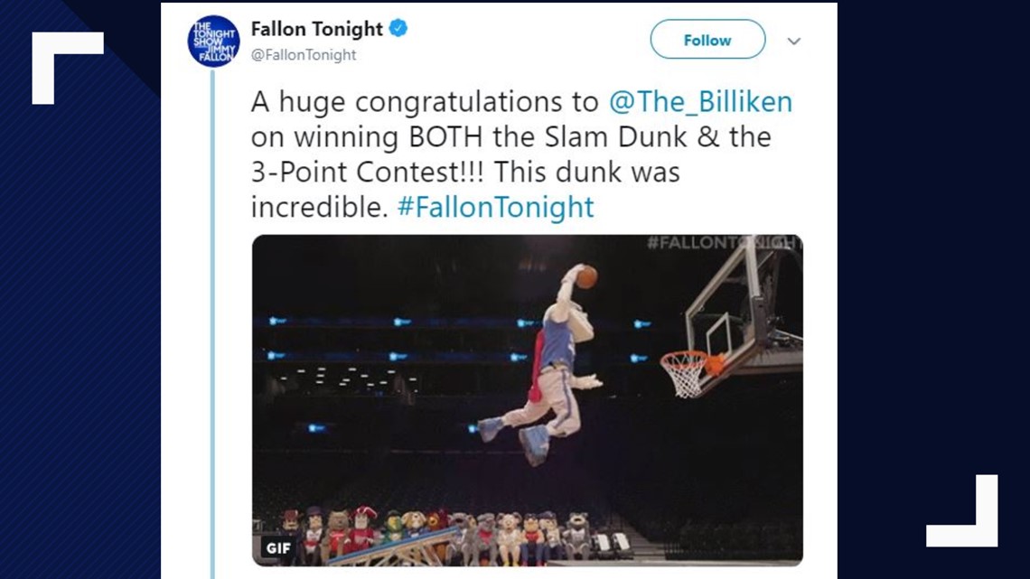 Billiken wins slam dunk and 3-point shooting contest on Jimmy Fallon ...