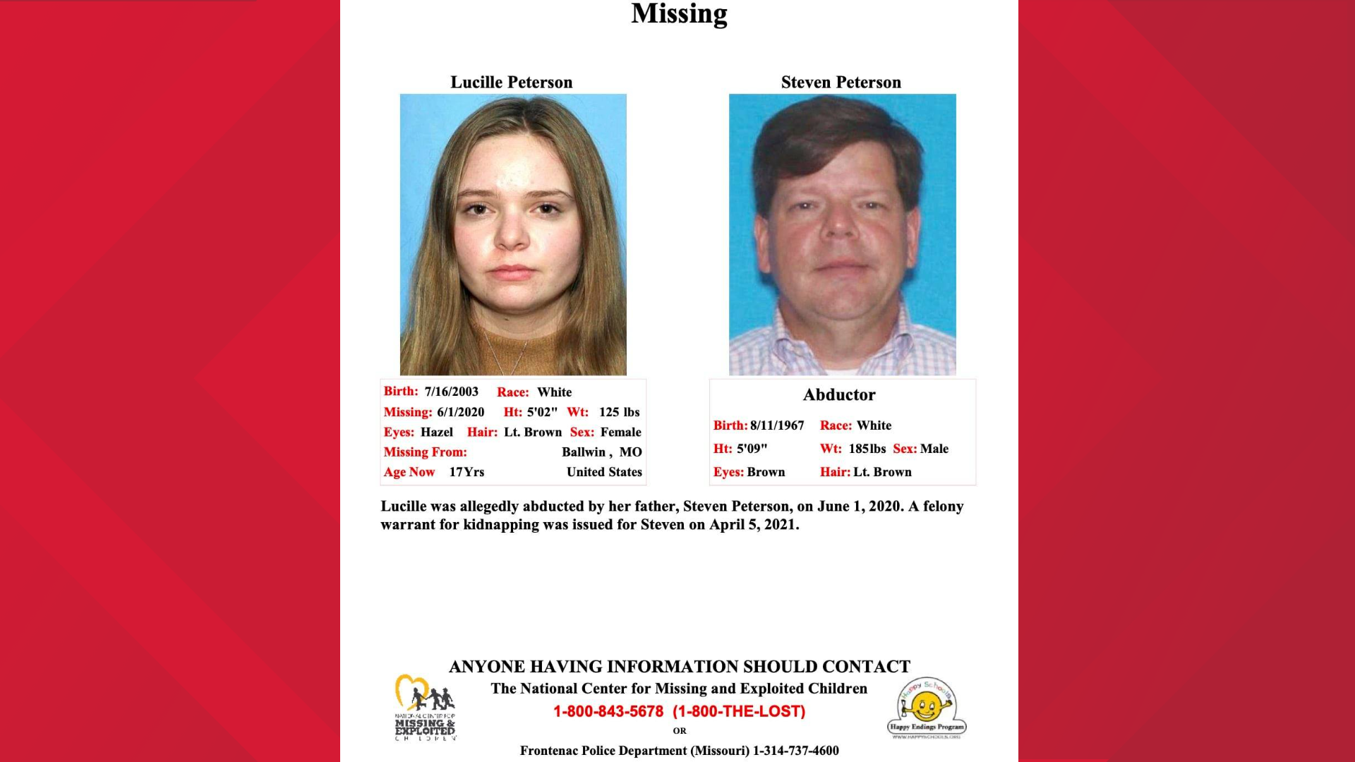 Lucy Peterson of St. Charles Co. still missing in custody case | ksdk.com