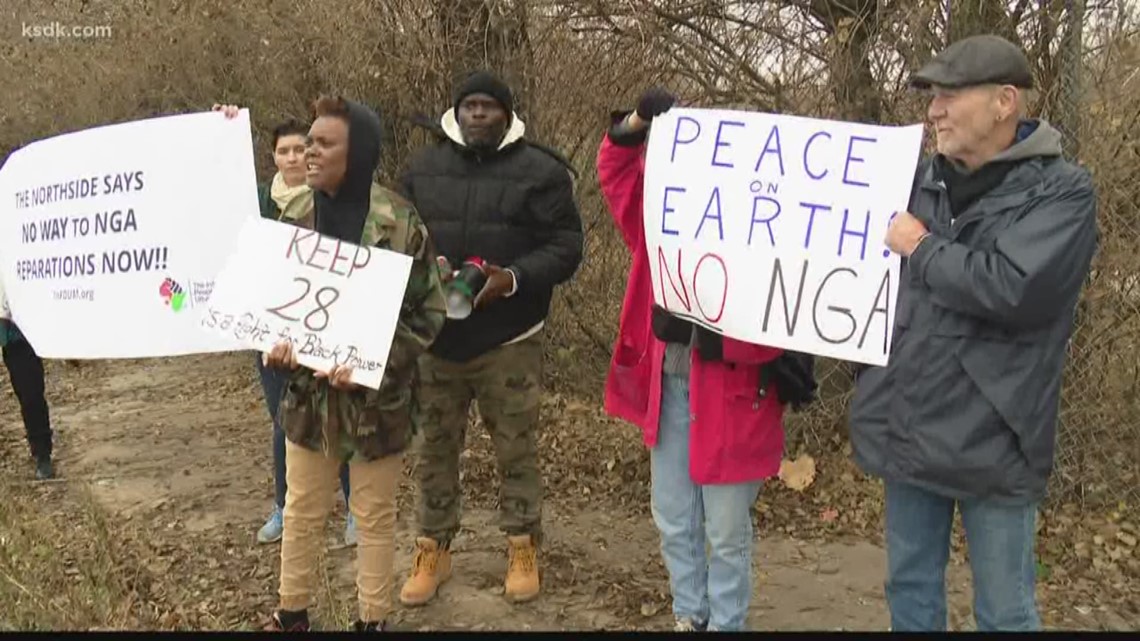 Protesters gather outside NGA groundbreaking, say new facility will ...