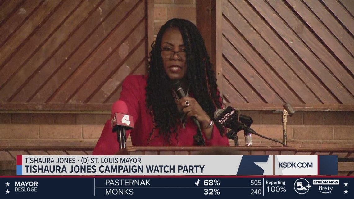 Tishaura Jones addresses supporters after loss to Cara Spencer in St ...