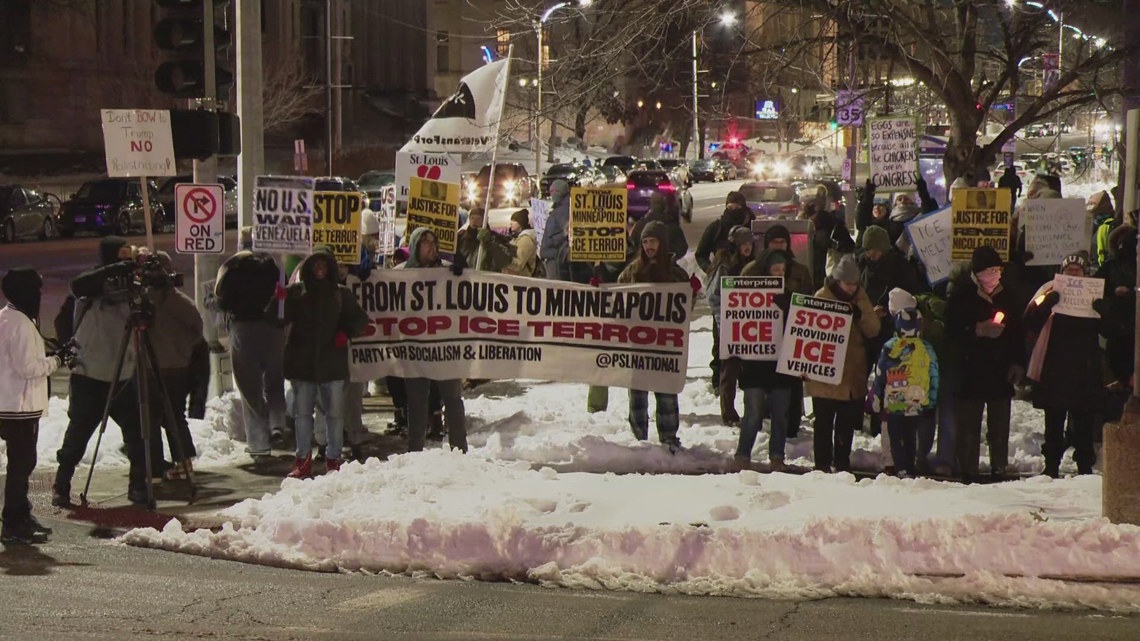 St. Louis protesters brave frigid cold to demand end to ICE crackdown ...