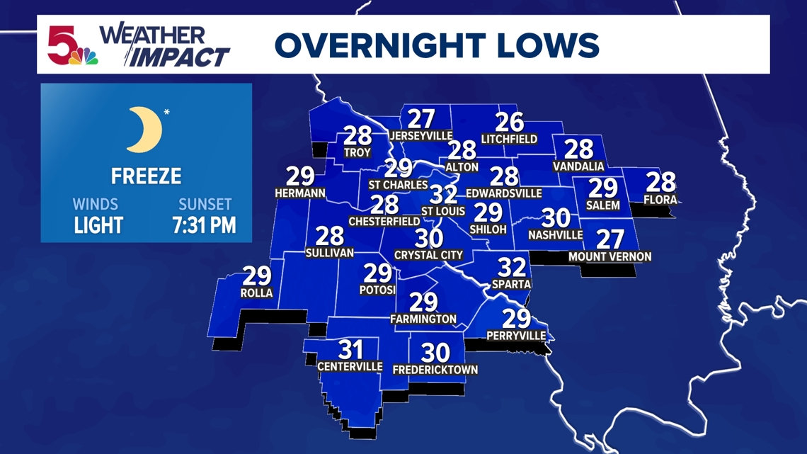 St. Louis freeze warning impacts Monday morning plans | ksdk.com