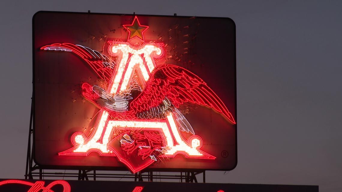Anheuser-Busch relights iconic 'flying eagle' sign along I-64 | ksdk.com