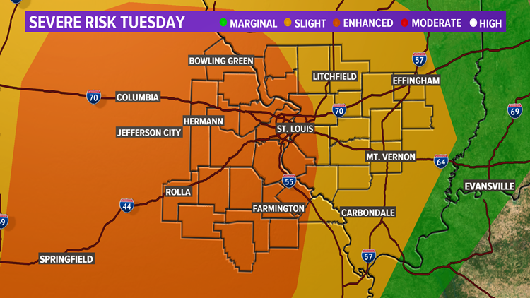St. Louis severe weather timeline for storms Tuesday | ksdk.com