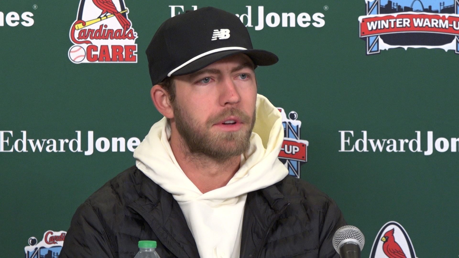 St. Louis Cardinals pitcher Matthew Liberatore talks with media at 2026 ...