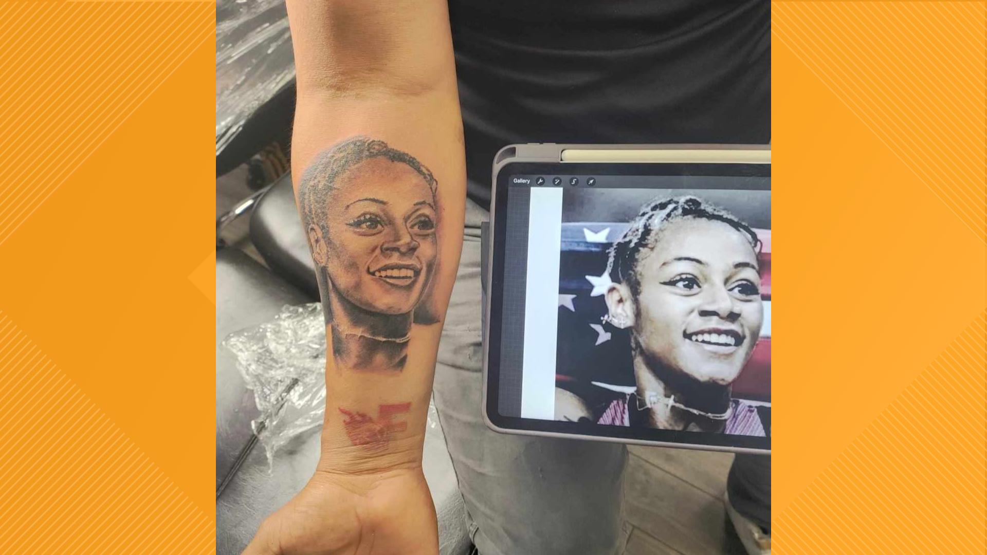 Sha'Carri Richardson's super fan gets a tattoo of her face | ksdk.com