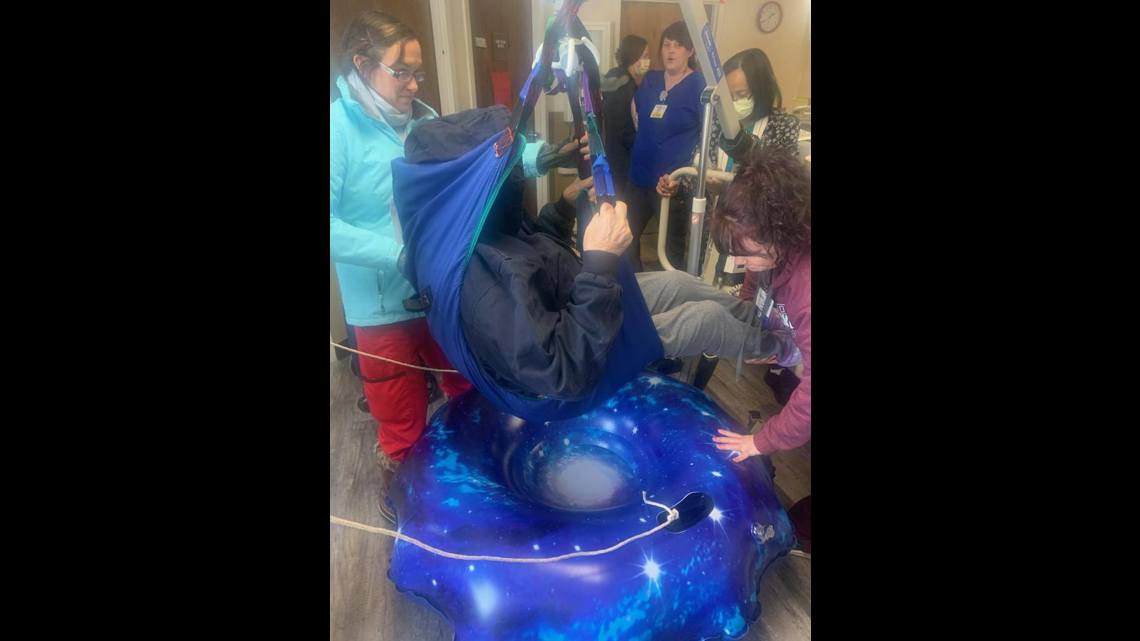 Older adult residents in Freeburg go tubing in the snow | ksdk.com