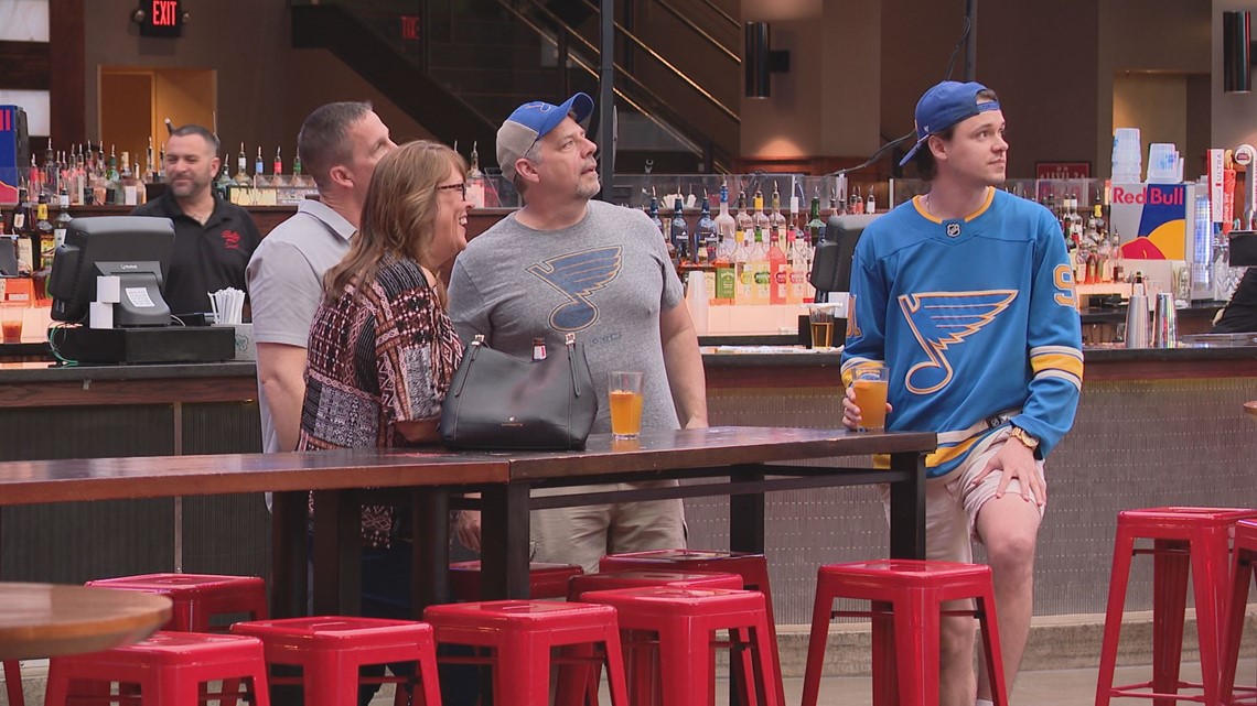 Fans cheer on the Blues at Ballpark Village watch party | ksdk.com