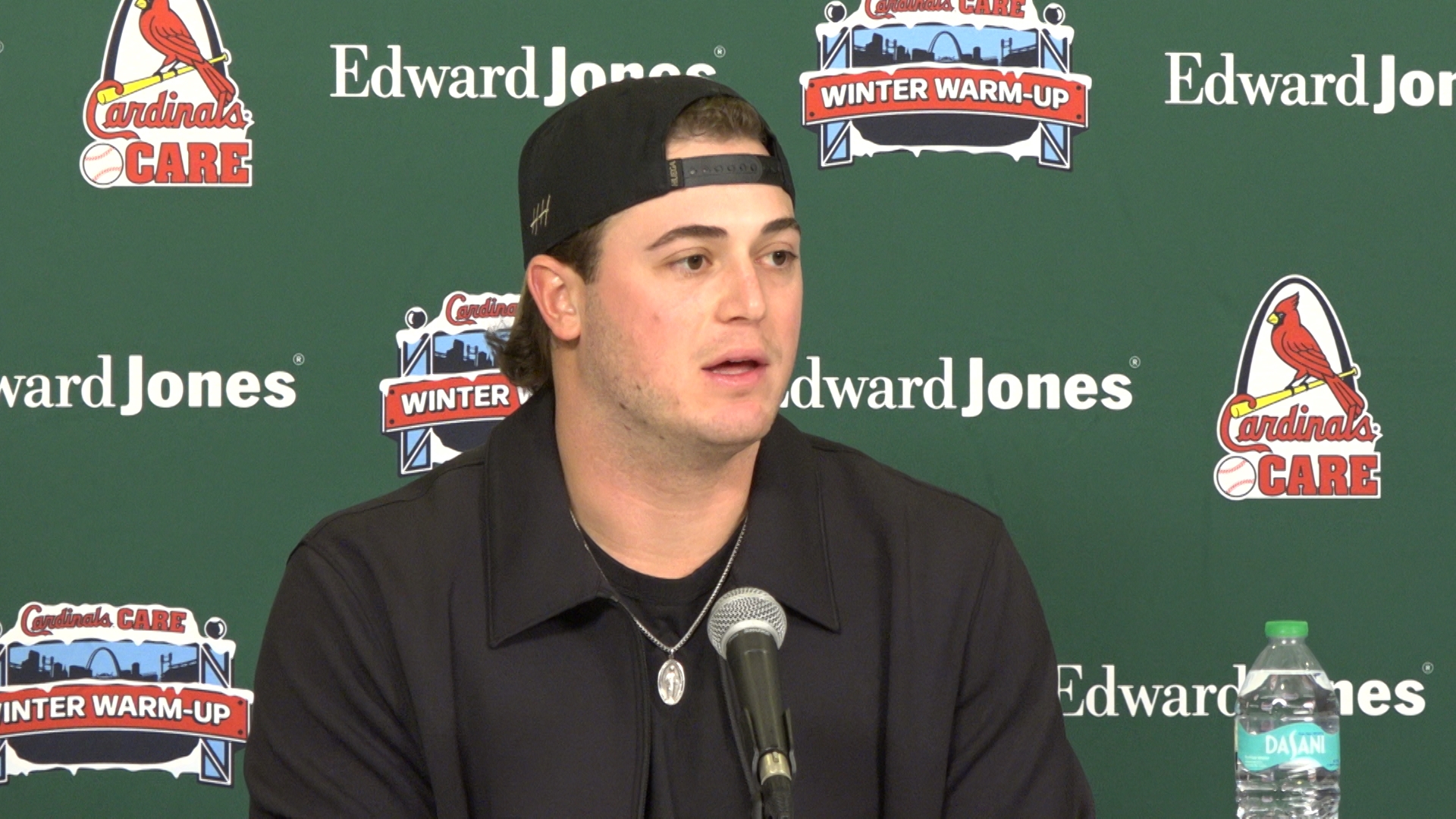 St. Louis Cardinals pitcher Gordon Graceffo talks with media at 2026 ...