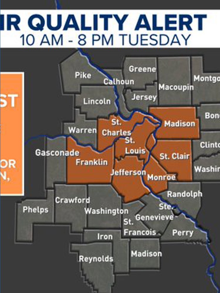 Poor air quality alert on Tuesday for St. Louis and surrounding ...