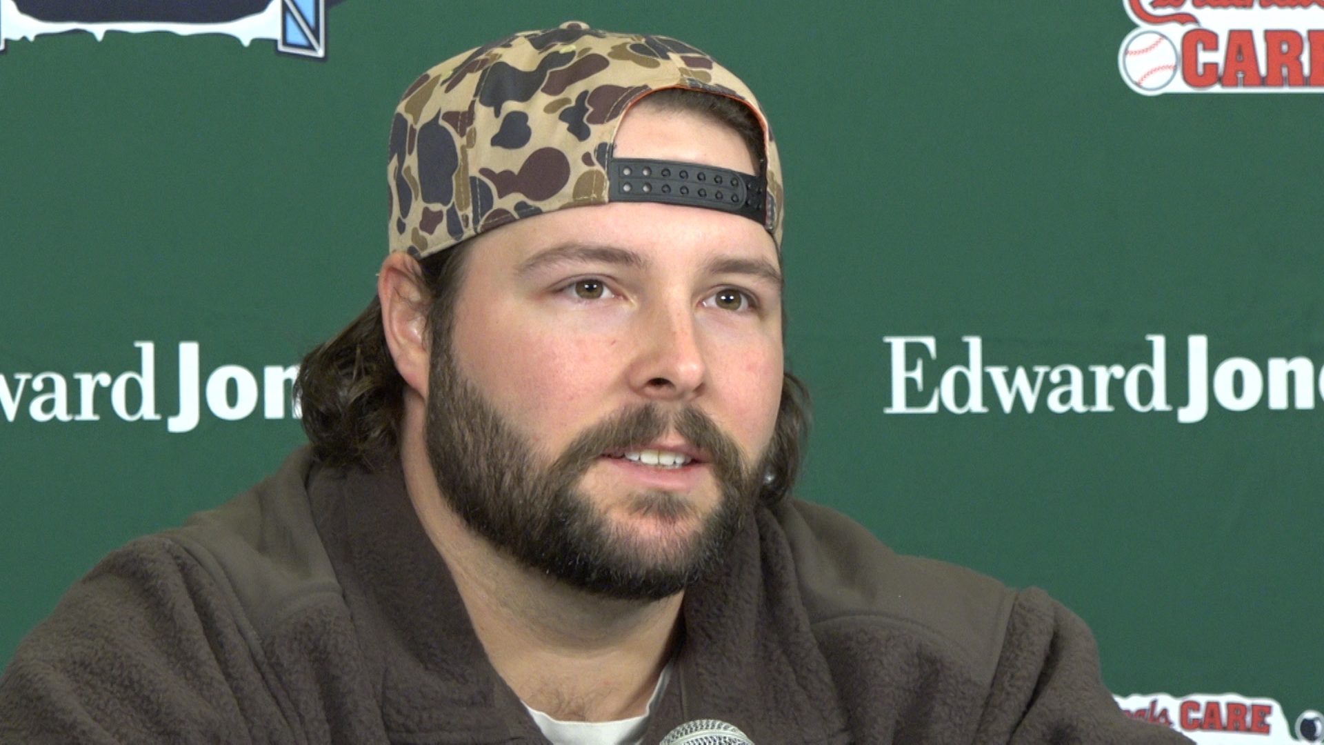 St. Louis Cardinals outfielder Alec Burleson talks with media at 2026 ...