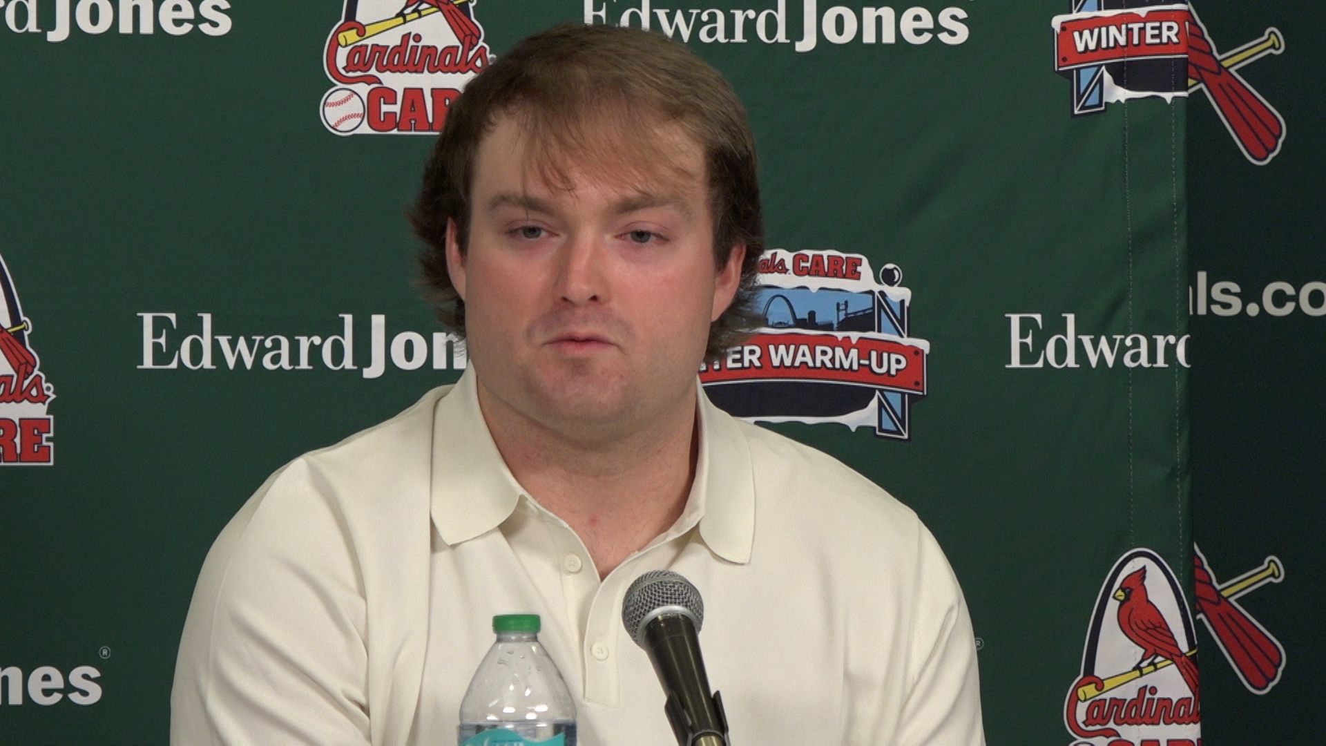 St. Louis Cardinals infield prospect Blaze Jordan talks with media at ...