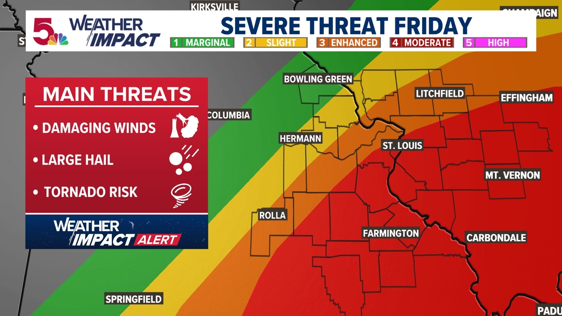 St. Louis severe storm threat at 2nd-highest risk, Weather Impact Alert team say | ksdk.com