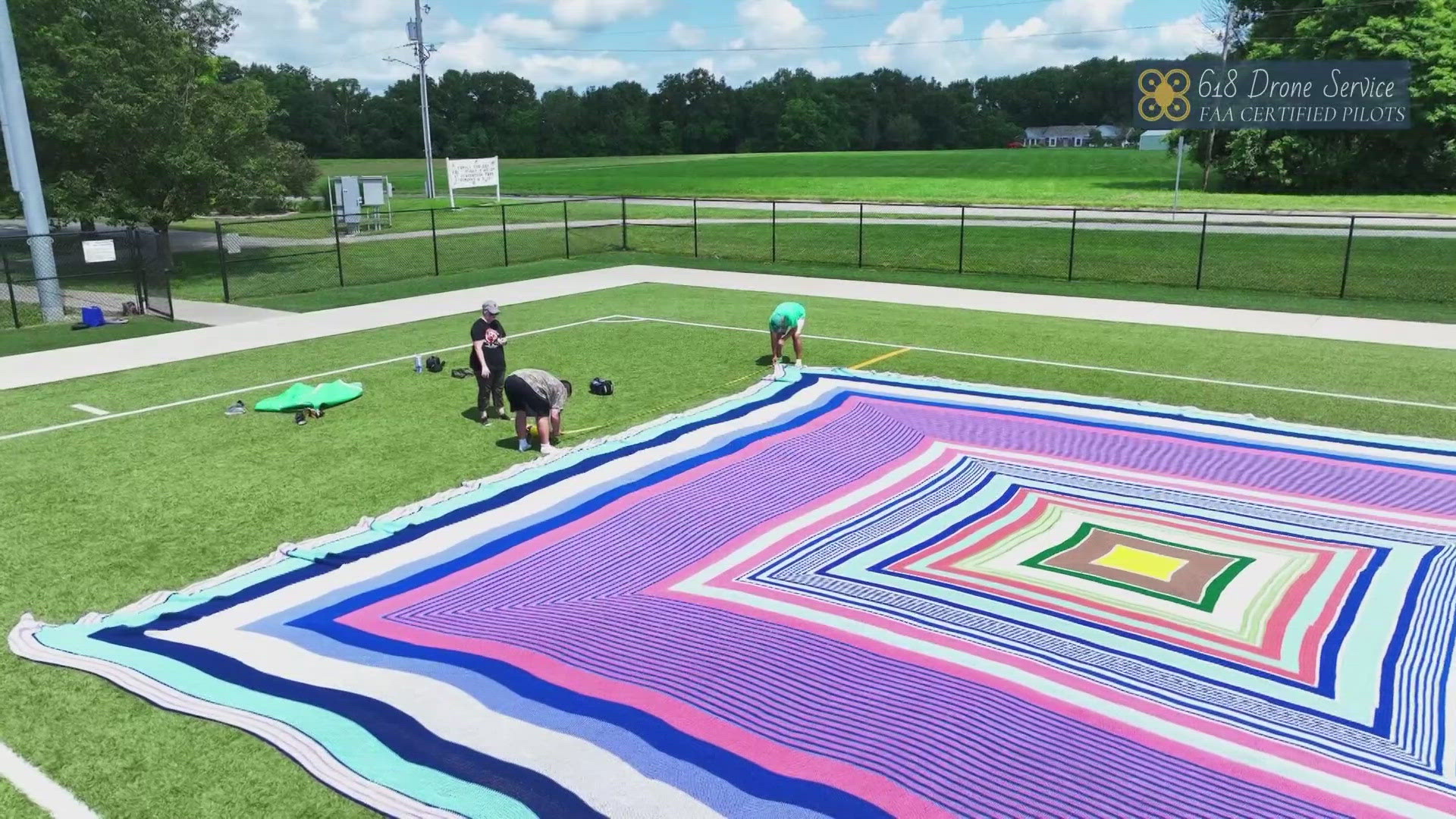Legally blind man breaks granny square record with 41x41-foot crochet ...