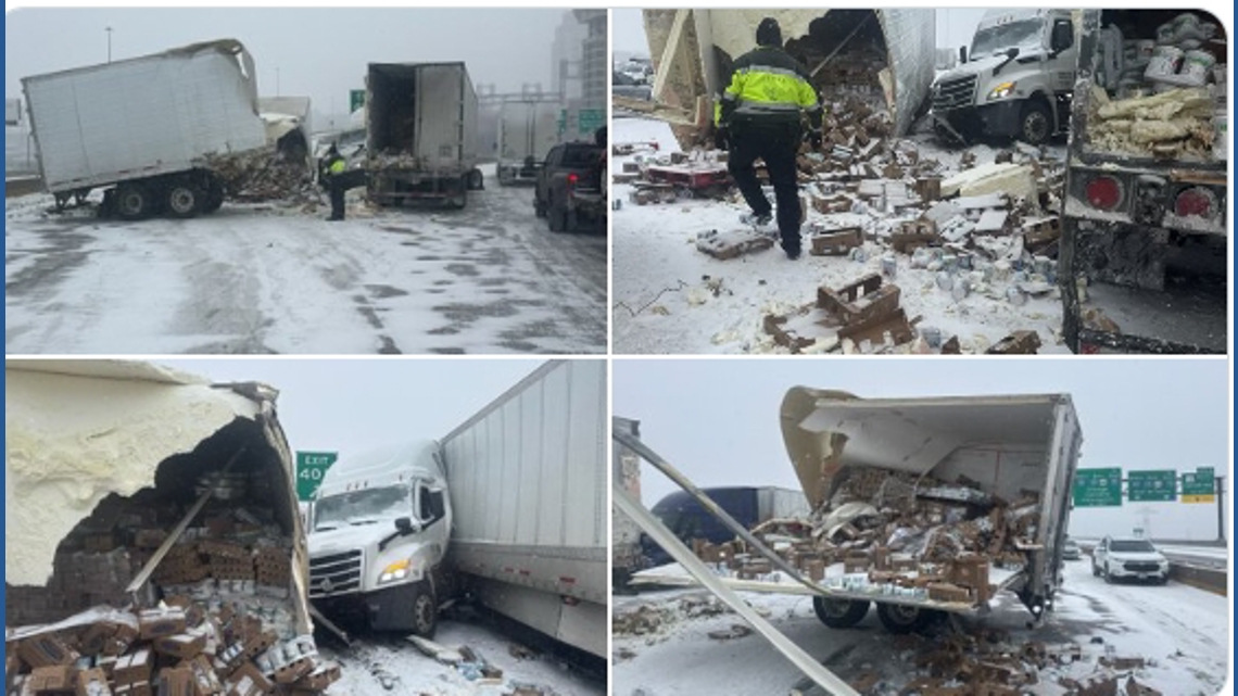 Crash on Poplar Street Bridge closes westbound lanes during snow | ksdk.com