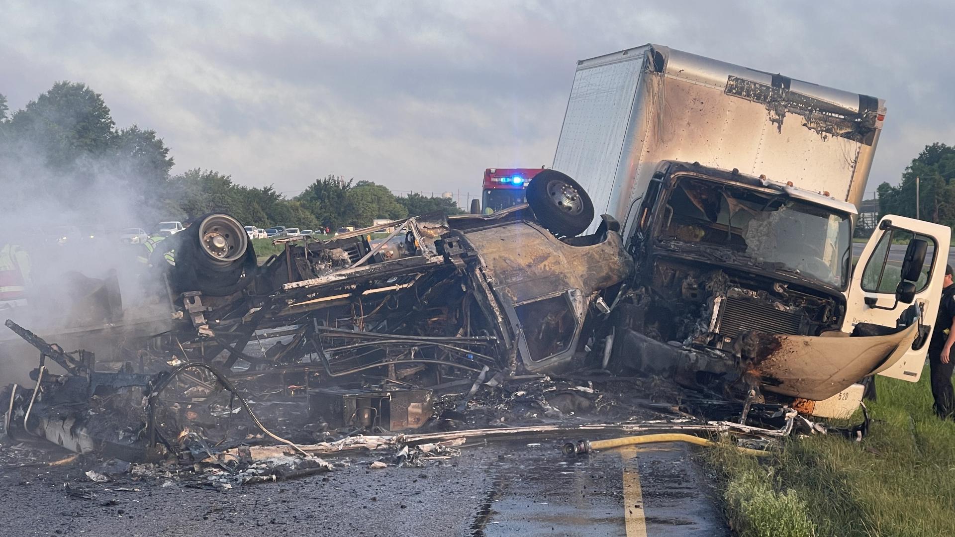 Fiery crash closes I-70 near Wright City for hours | ksdk.com