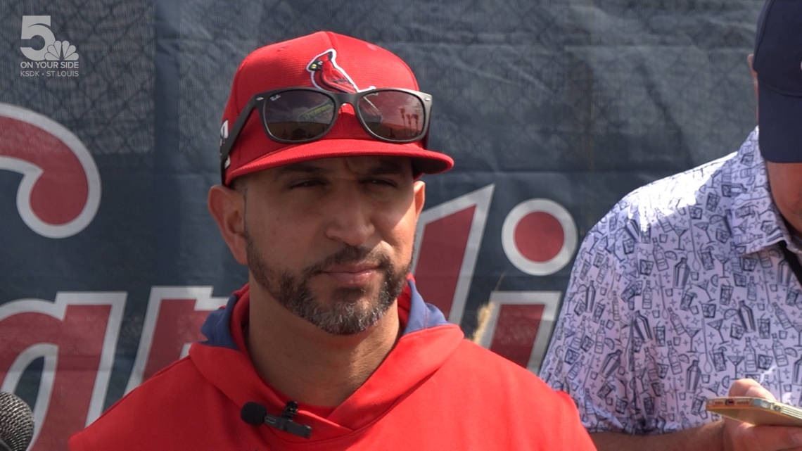 St. Louis Cardinals manager Oliver Marmol spring training media scrum ...