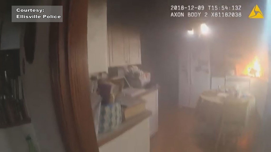 Body cameras show a man rescued from a house fire sparked from a Pop ...