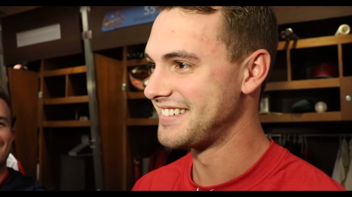 Cardinals rookie Lane Thomas talks after hitting a home run in his ...