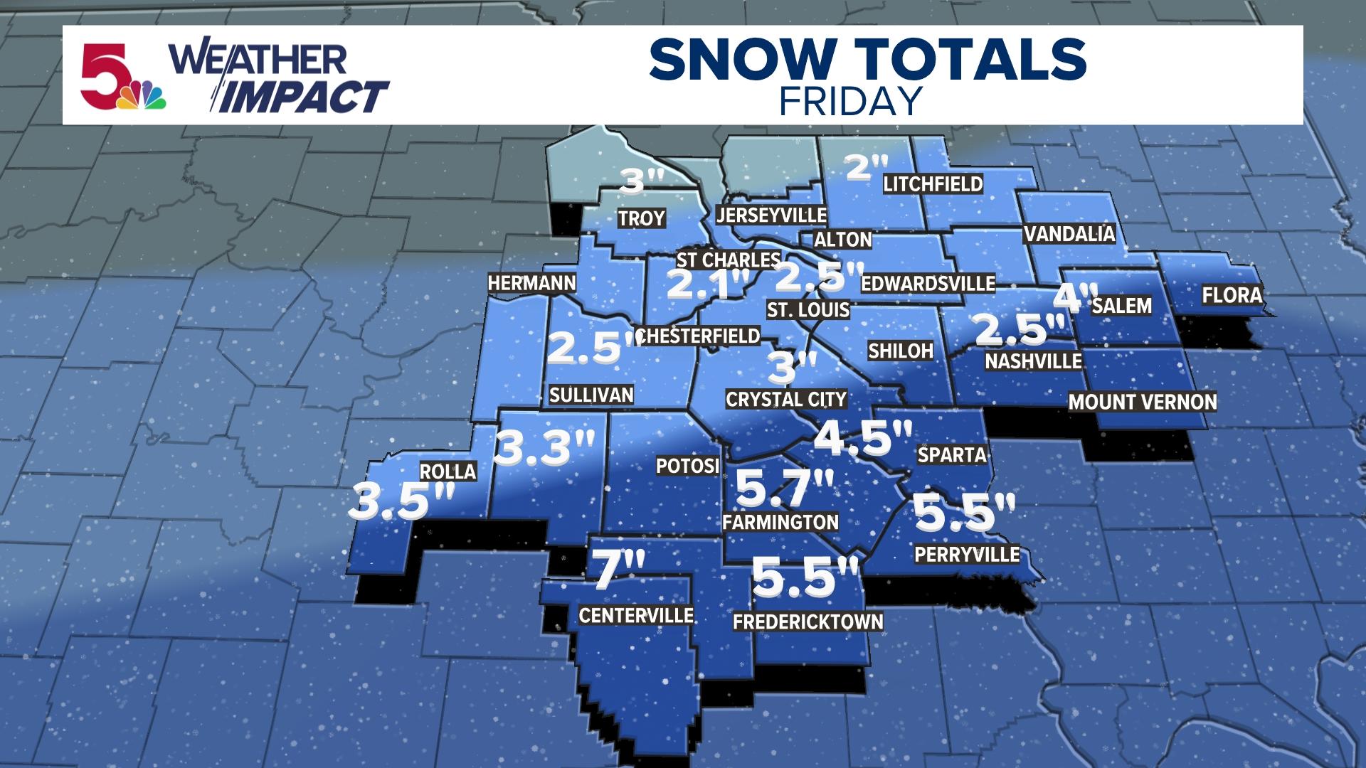 City-by-city snow totals near St. Louis, Missouri | ksdk.com