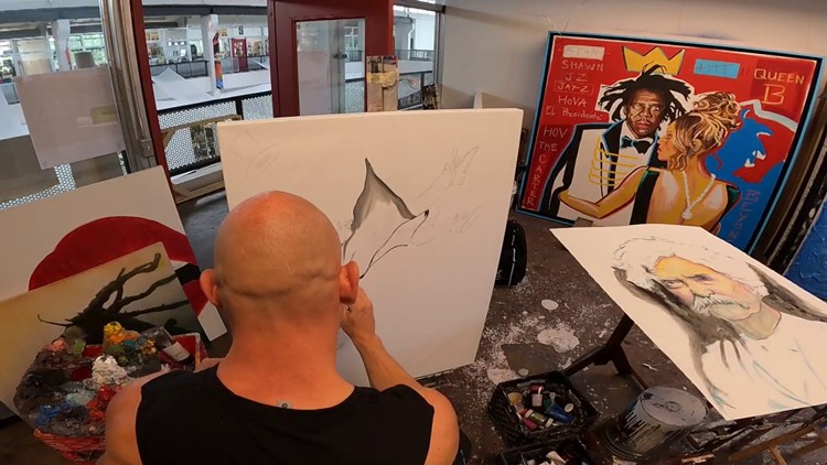 Zack Smithey creates whimsical paintings of famous figures | ksdk.com