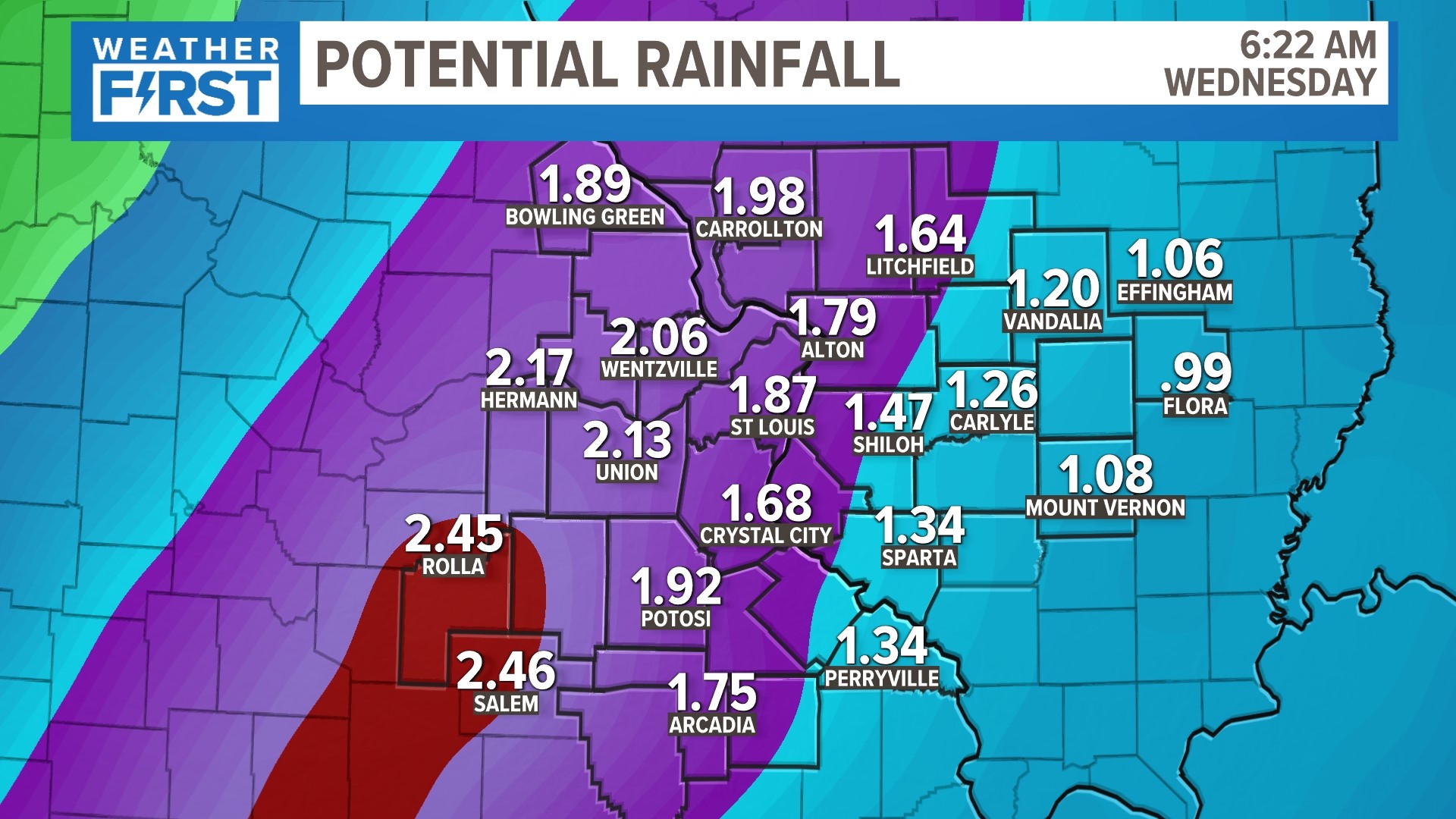 Widespread showers, downpours & some thunder Monday into Tuesday | ksdk.com