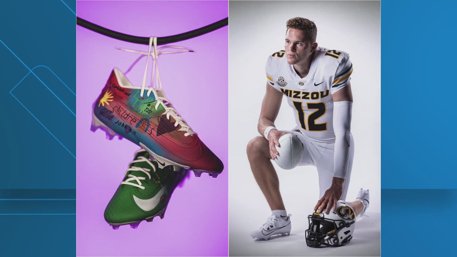 Brady Cook wears custom cleats designed by patients at St. Louis ...