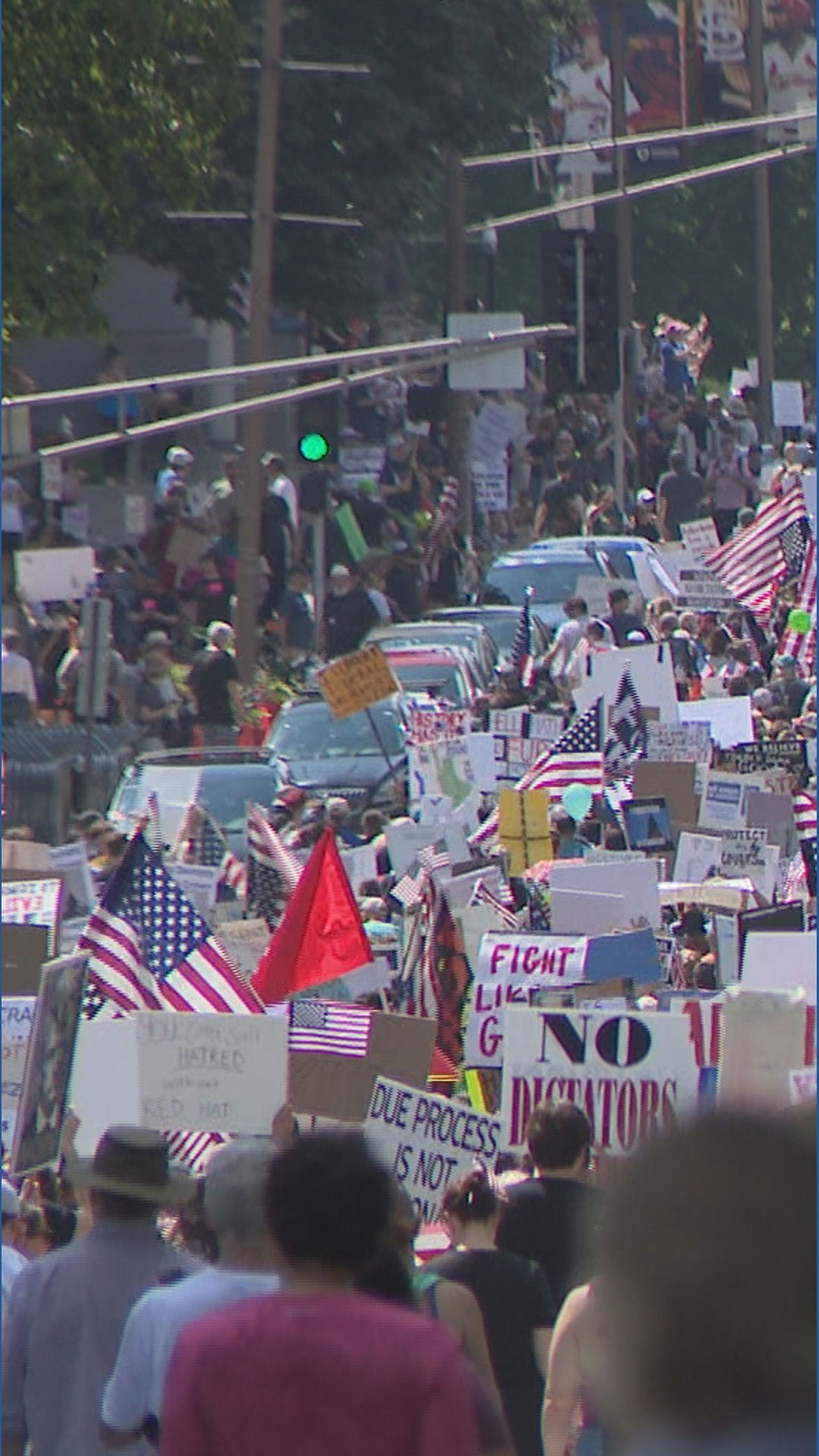At least 1,000 protestors pack downtown St. Louis for 'No Kings ...