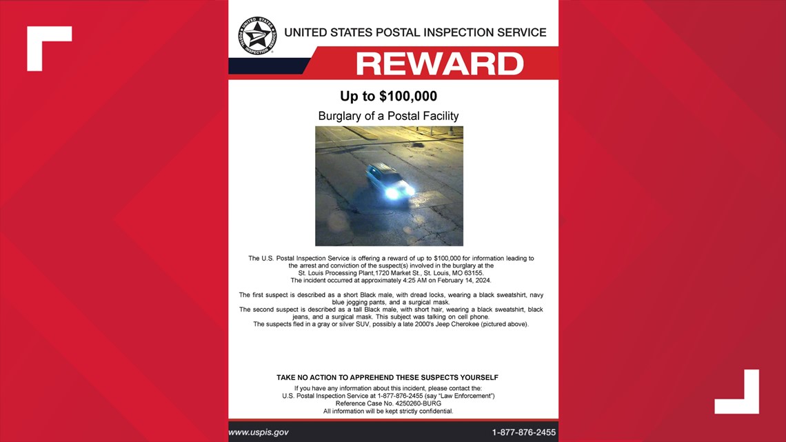 USPIS offering up to $100K for information on St. Louis burglary | ksdk.com