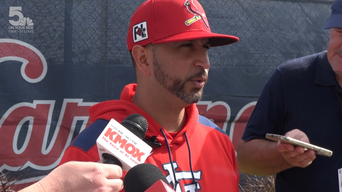 St. Louis Cardinals manager Oliver Marmol spring training media scrum ...