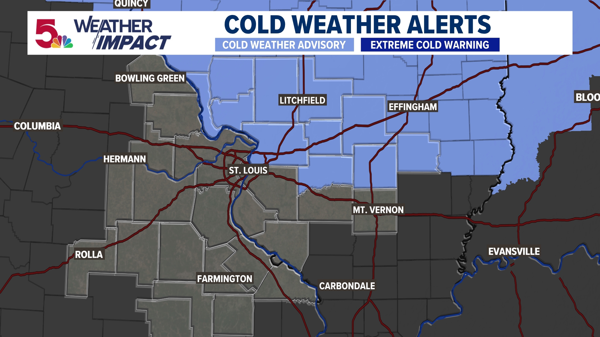 Weather Impact Alert early Monday for bitter cold wind chills | ksdk.com