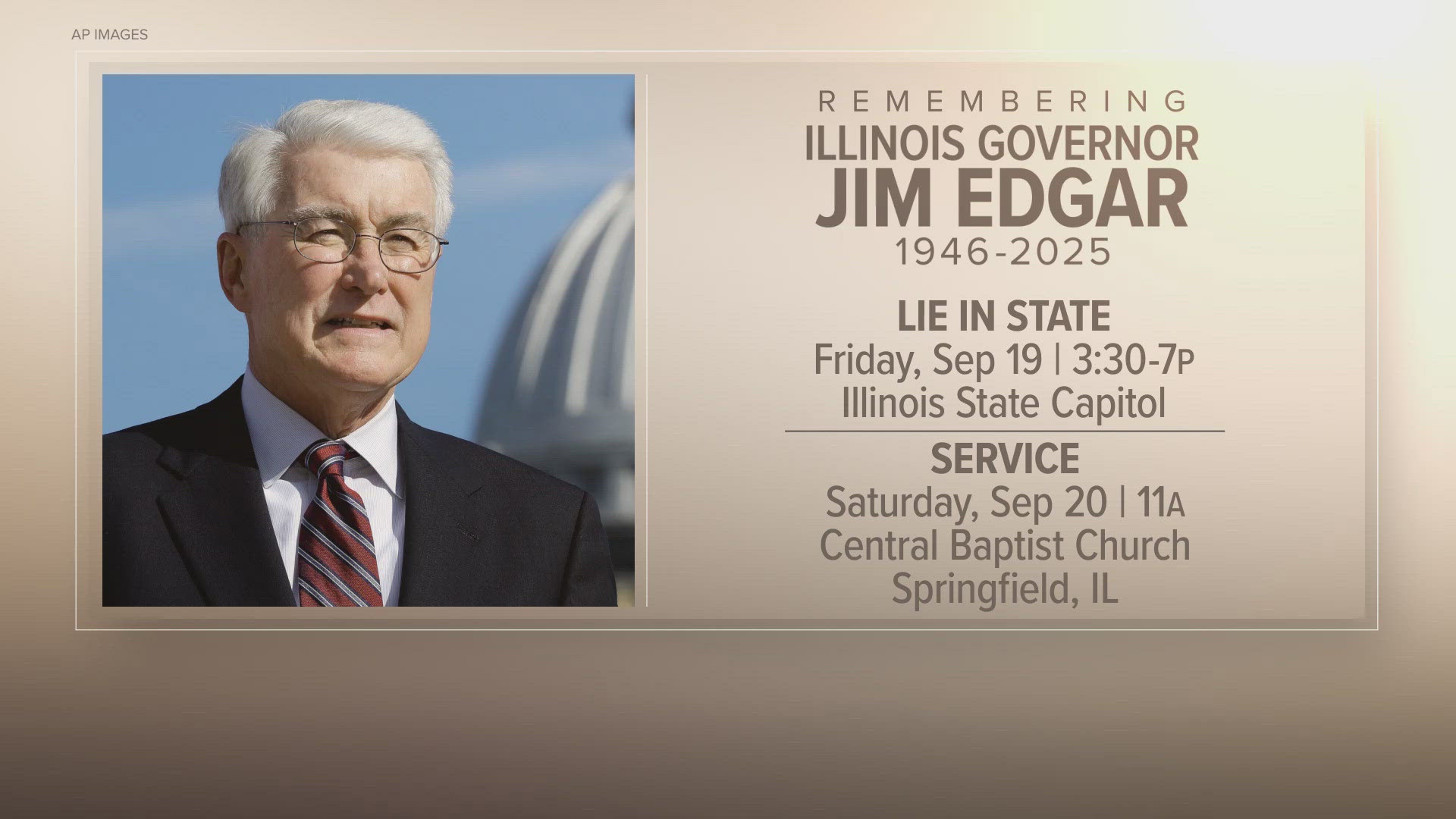 Former Illinois Gov. Jim Edgar to lie in state Friday | ksdk.com
