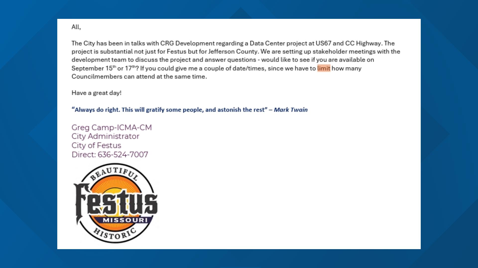 New records reveal Festus data center plans were kept behind closed ...