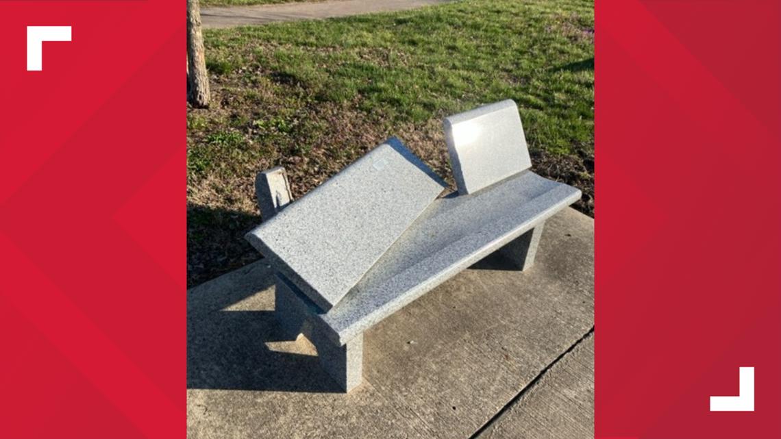 Stone bench vandalized in Highland park; police asking for information ...