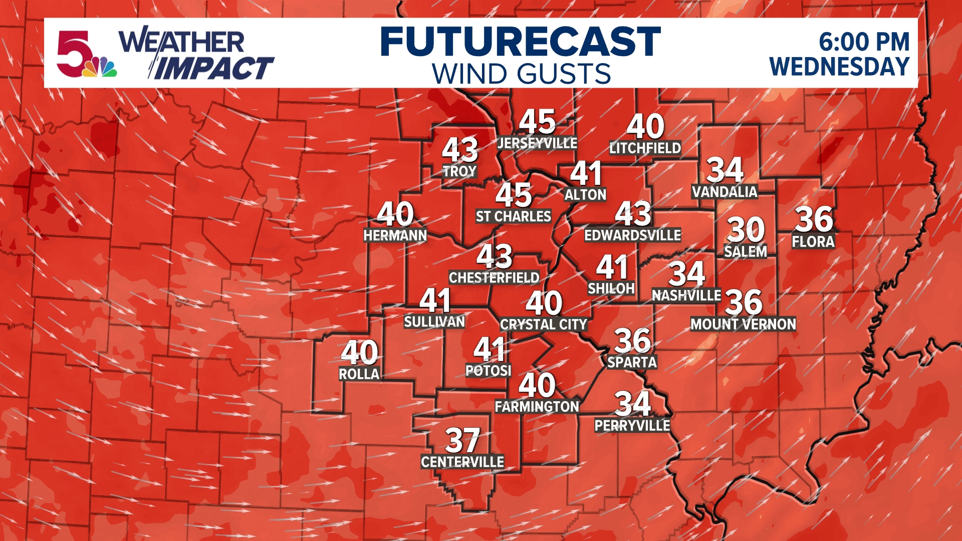 St. Louis Weather Impact Alert | Strong, gusty winds return Wednesday | ksdk.com